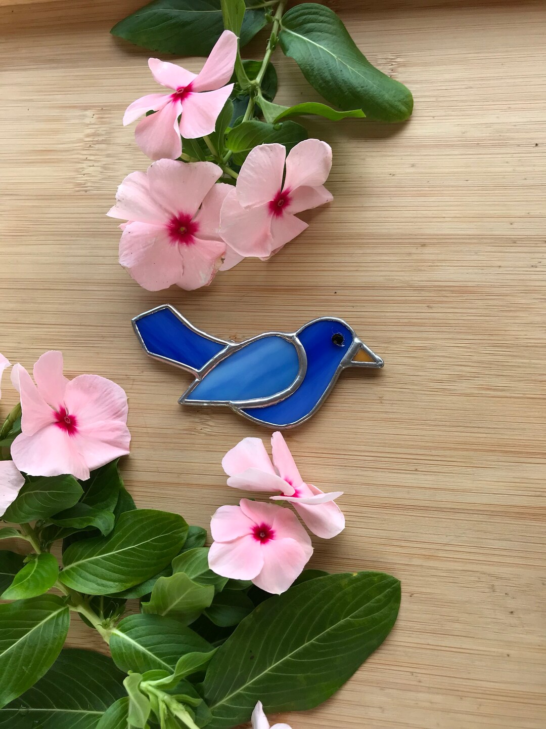 Blue Bird Stained Glass Ornament, Bird Suncatcher, Miniature Blue Bird ...