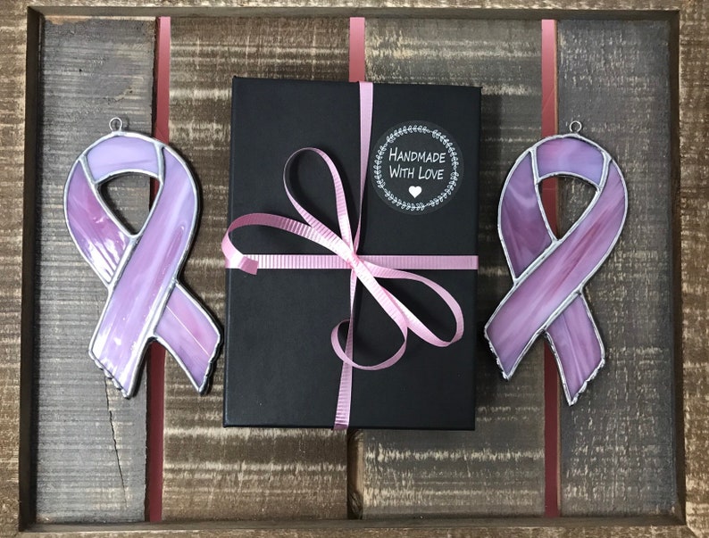 Breast Cancer Awareness Ribbon Stained Glass Breast Cancer | Etsy