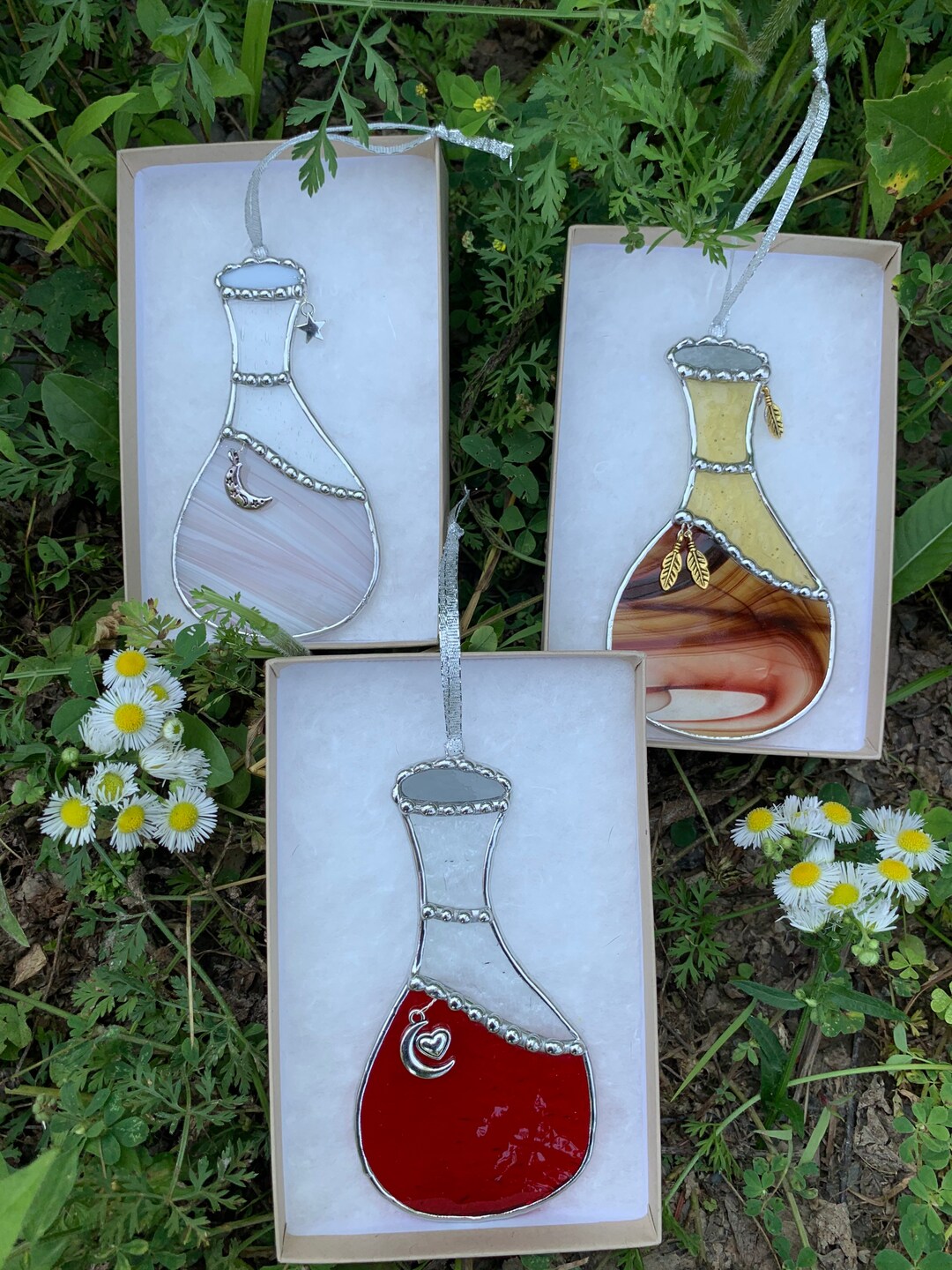 Love Potion, Protection Spell, Moon Water, Stained Glass Potion Bottles ...