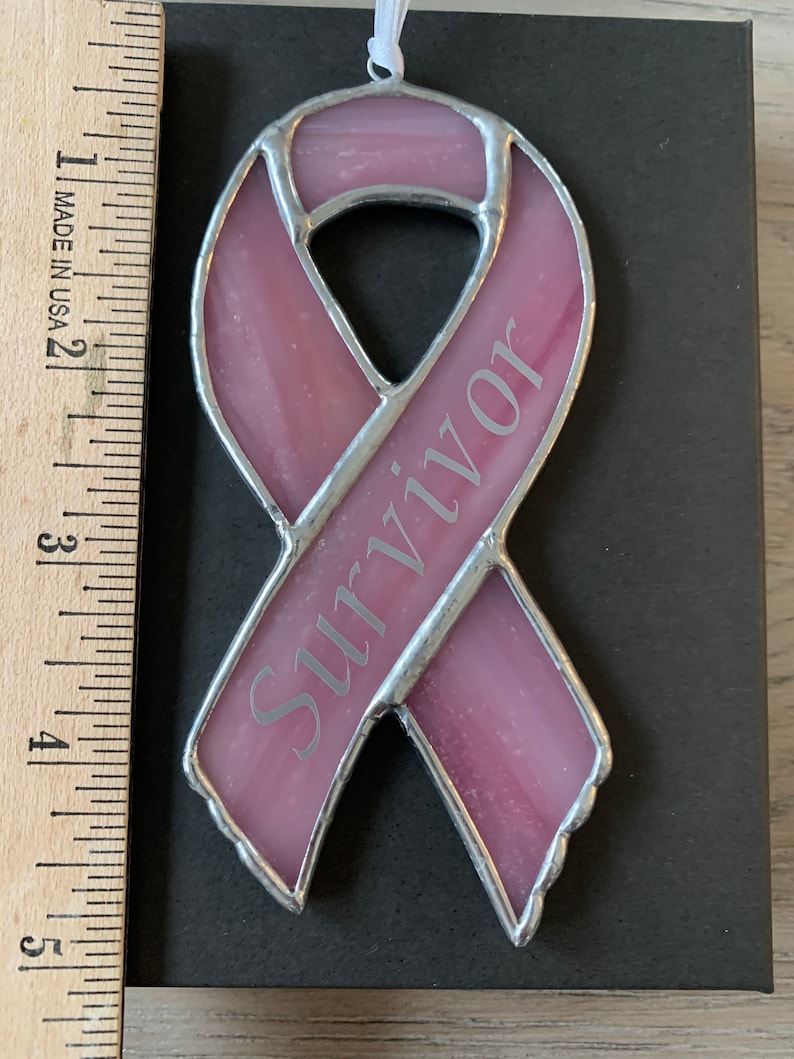 Personalized Breast Cancer Survivor Awareness Ribbon Stained | Etsy