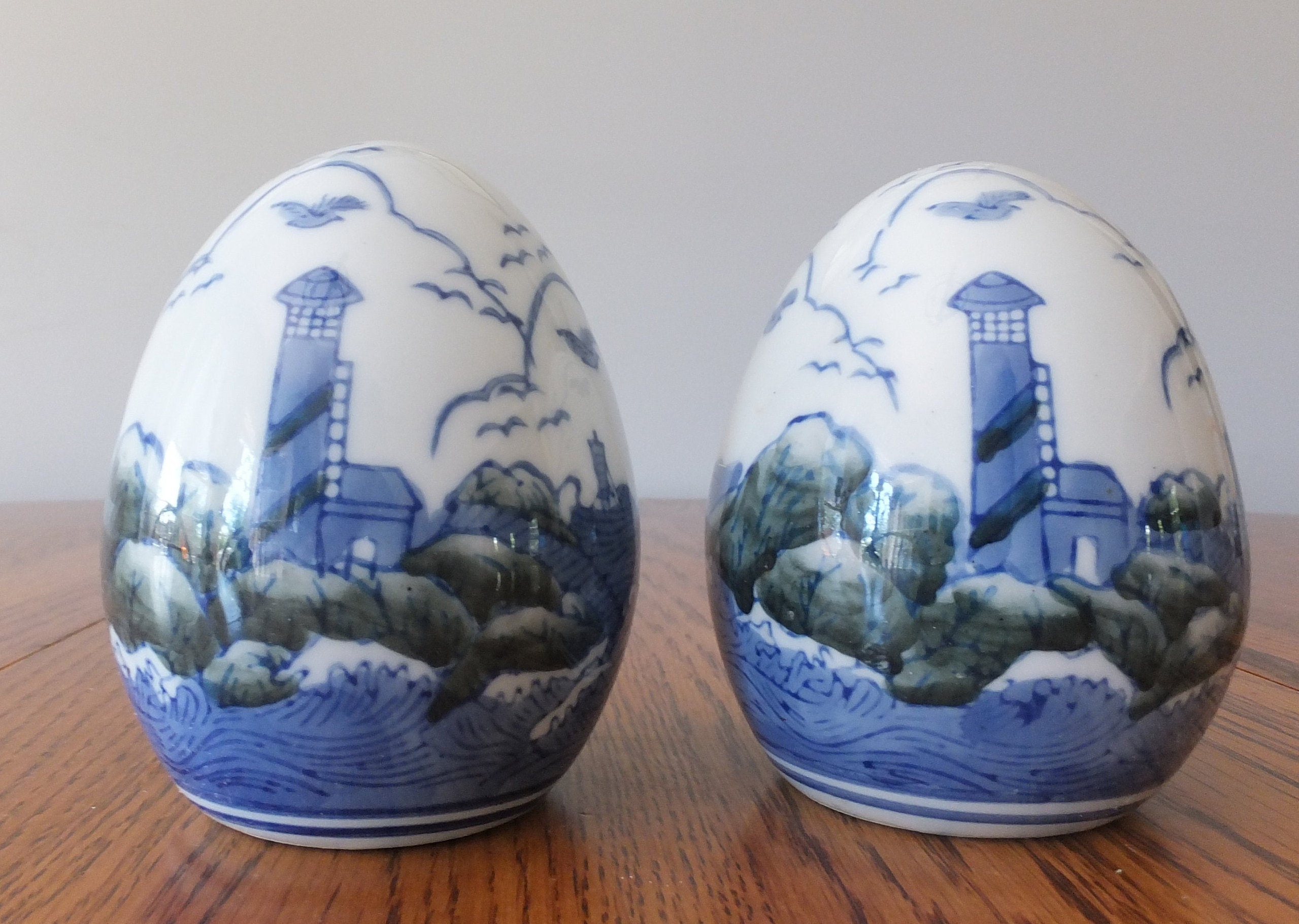 Vintage Pair Ocean Scene Painted Eggs - Etsy