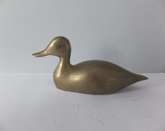 Vintage BRASS DUCK, Heavy, Solid Brass Mid-century Duck Figurine, Cabin ...