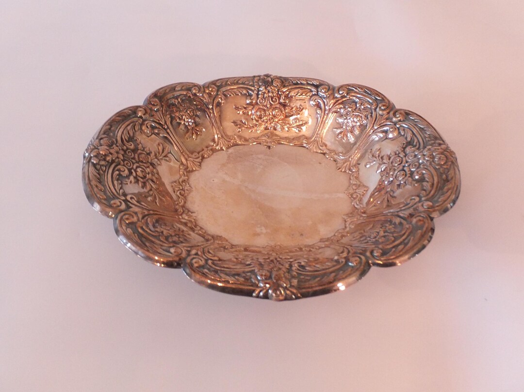 Sheffield Silver Co "royal Bouquet Design " Silver Plated Oval Bowl ...