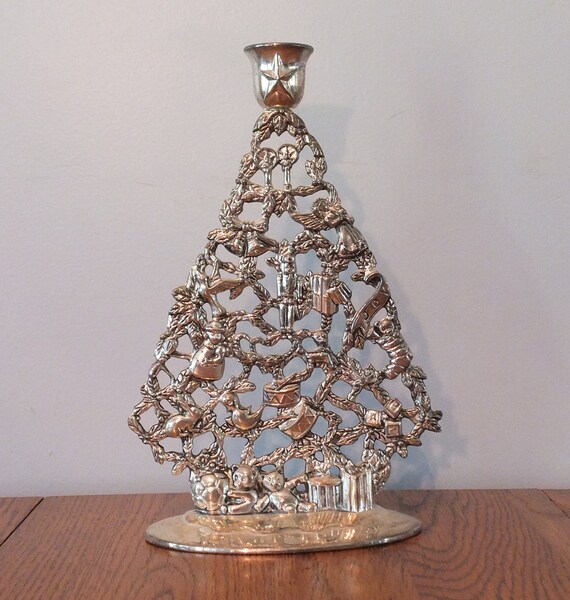 Vintage Godinger Silver Art Co Christmas Tree Candle Holder - Etsy