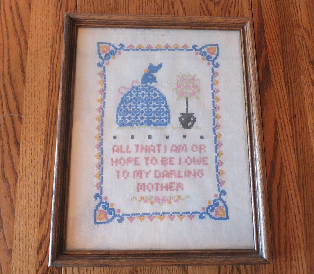 Vintage Framed Cross Stitch - Etsy