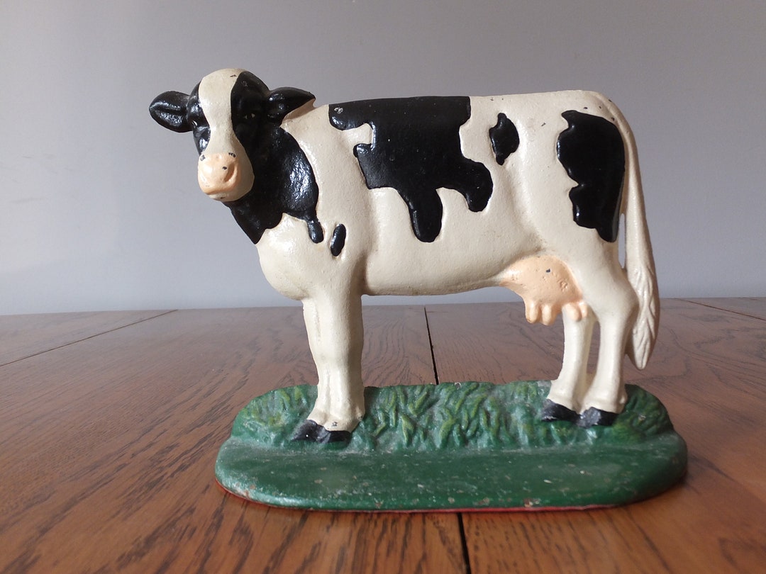 Vintage Cast Iron Cow Doorstop - Etsy