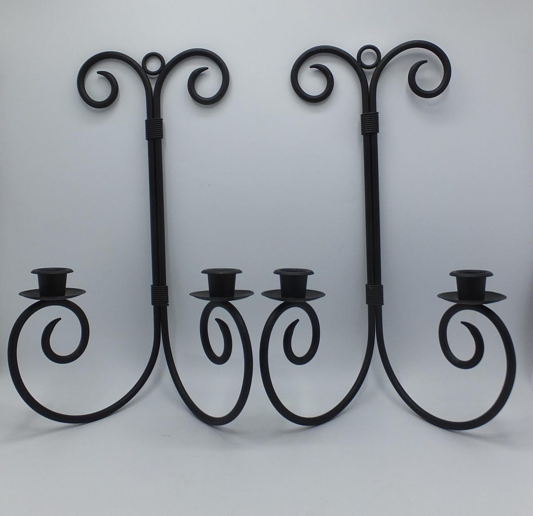 Vintage Wrought Iron Wall Mount Candle Holders Set of 2 - Etsy
