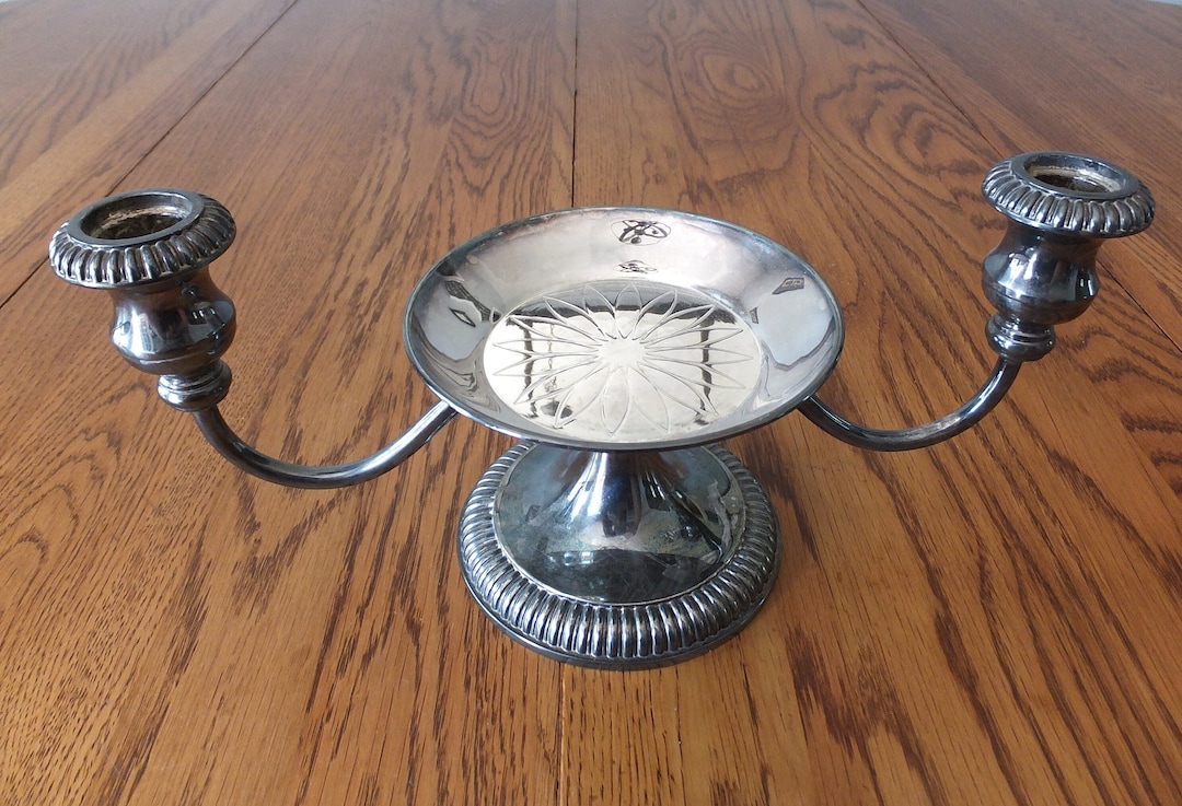 Vintage Italian Silverplate Candelabra With Bowl - Etsy