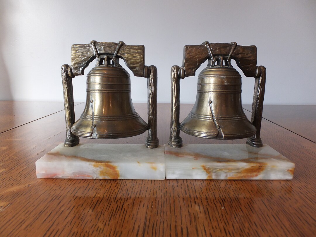 Vintage 1974 SCC Brass Finish Liberty Bell Bookends With Marble Base - Etsy