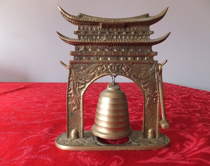 Vintage Brass Bell / Gong Tower on Stand - Etsy