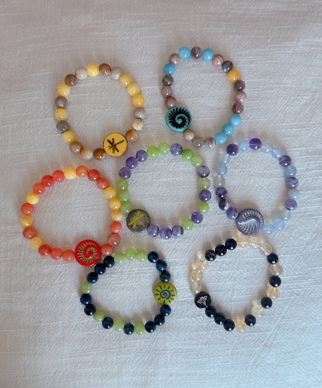 Dragonfly, Wave, Sun, Fossil Shell,czech Glass Collection, Healing ...