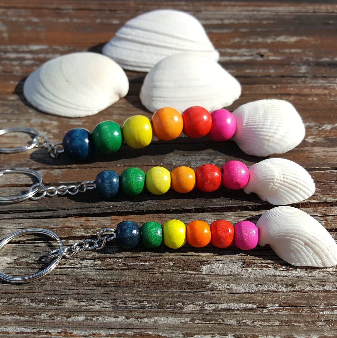 Rainbow Key Chain Florida Gulf Shell, Original Key Chain, Beach House ...