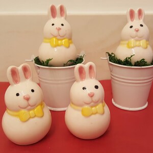 Bunny Salt and Pepper Shakers Farmhouse Decor Tabletop Tins Salt Cellar ...