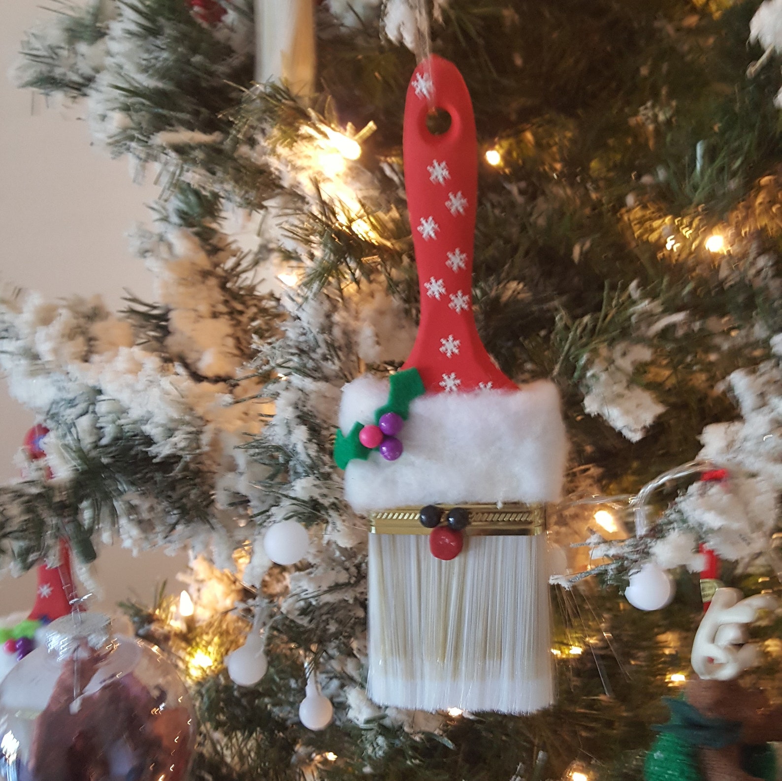 Cute Santa Ornament Paint Brush Christmas Ornament Christmas | Etsy