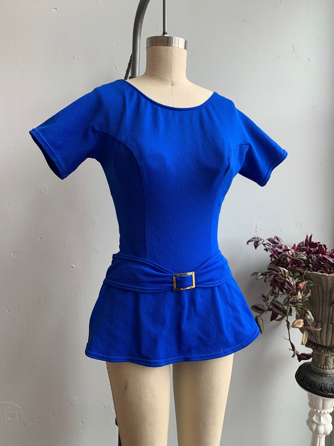 1960s 60s Vintage Rare Electric Blue One Piece Swimsuit Bathing Suit ...