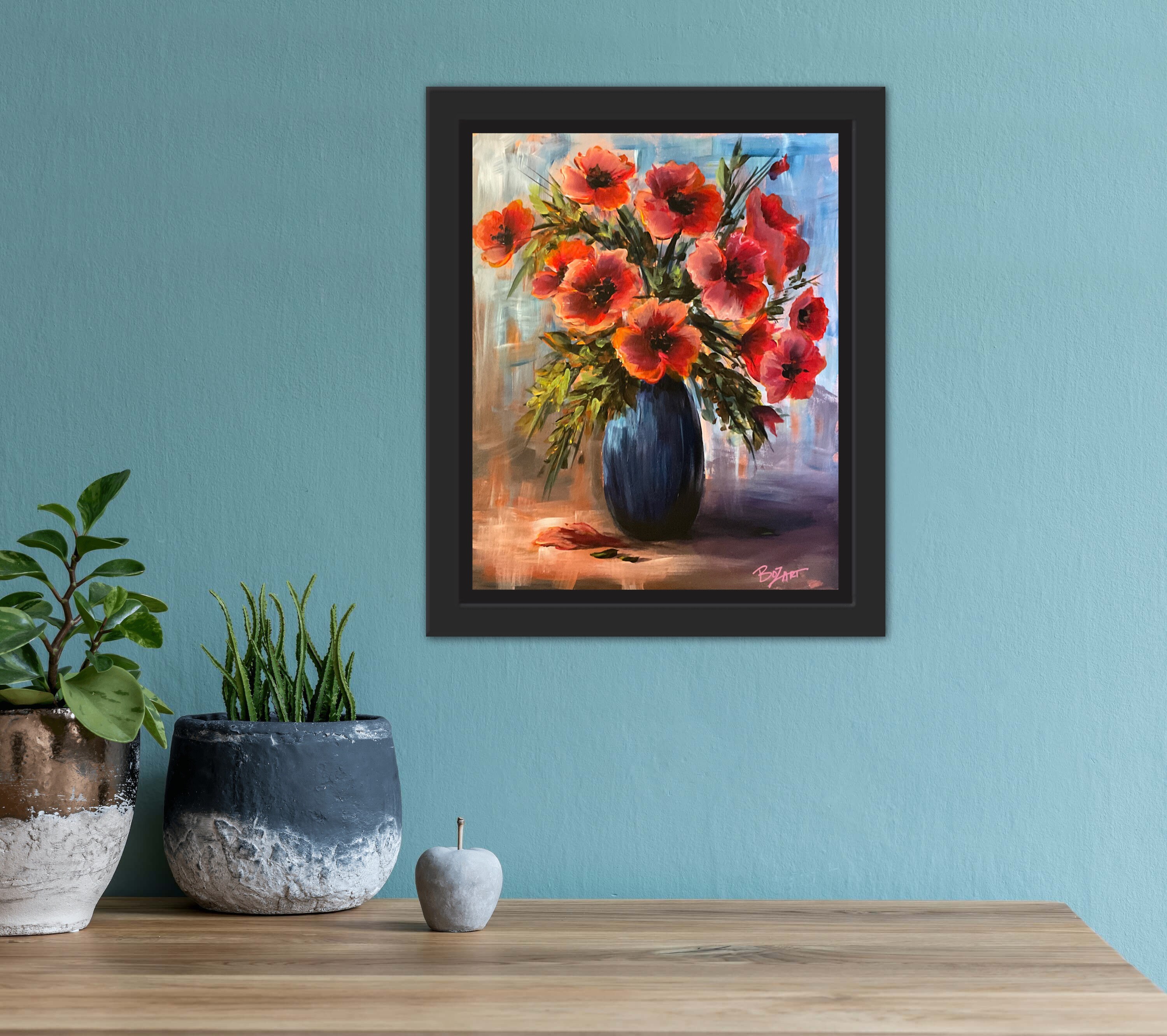 Original Art, Hand Painted, Floral, Rustic, Impressionistic, Vase ...