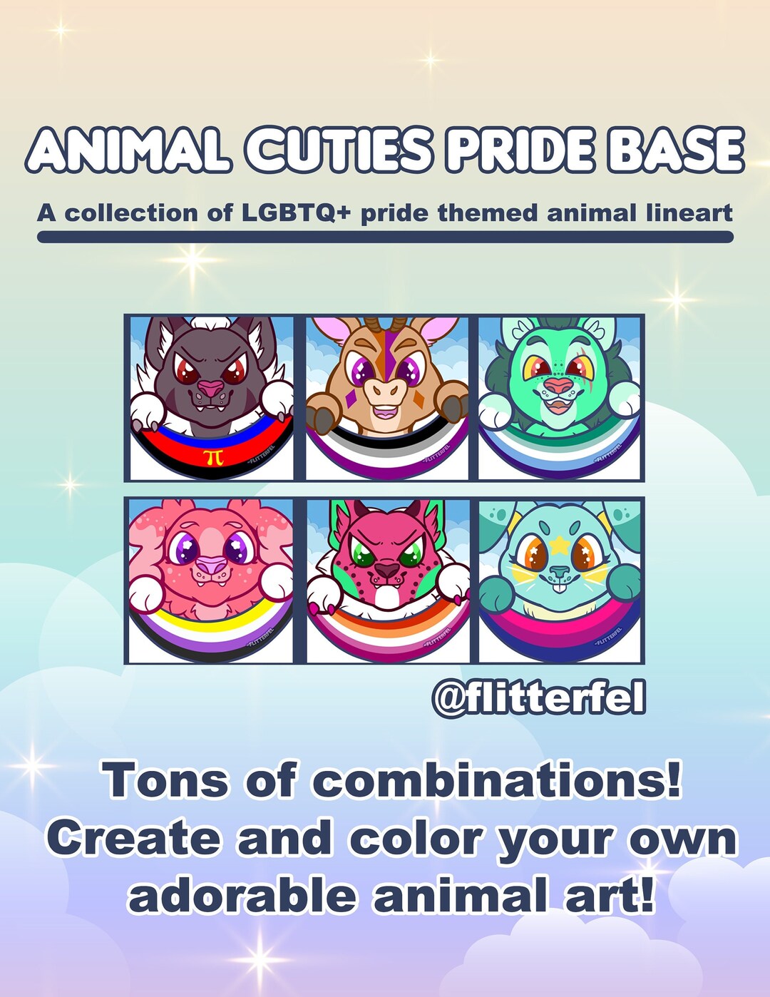 Animal Cuties Pride Base : Customizable Photoshop Base - Etsy