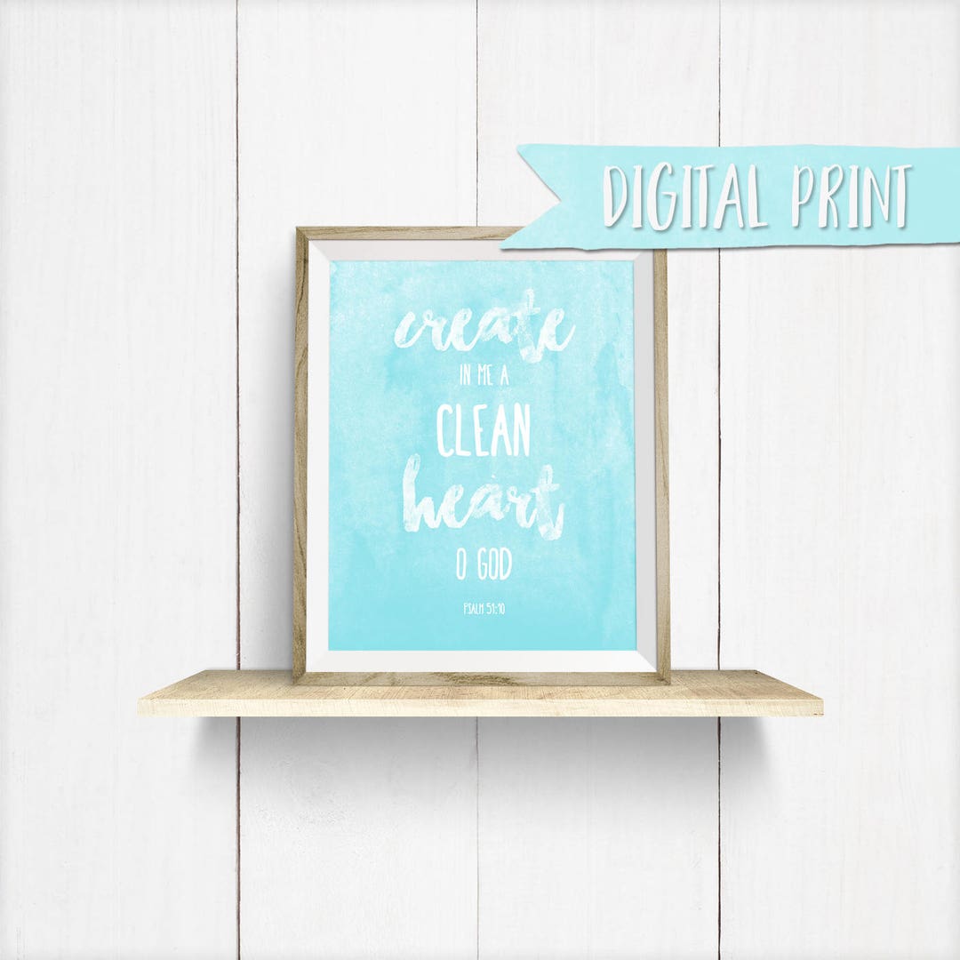 Psalm 51 Print, Printable Wall Decor, Digital Print - Etsy