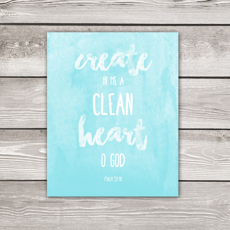 Psalm 51 Print Printable Wall Decor Digital Print - Etsy