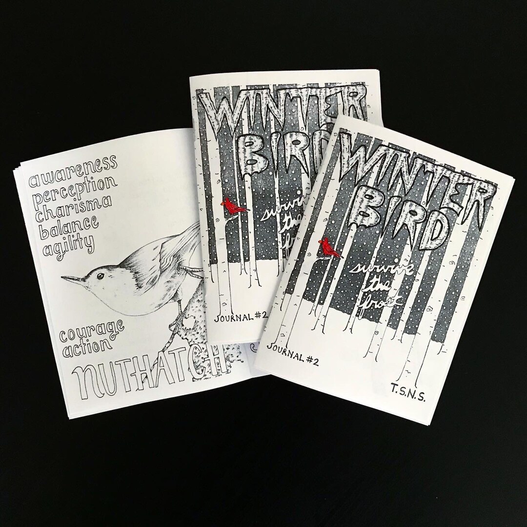 Winter Bird Mini Zine Hand-drawn Art Zine Mini Coloring Book Zine ...