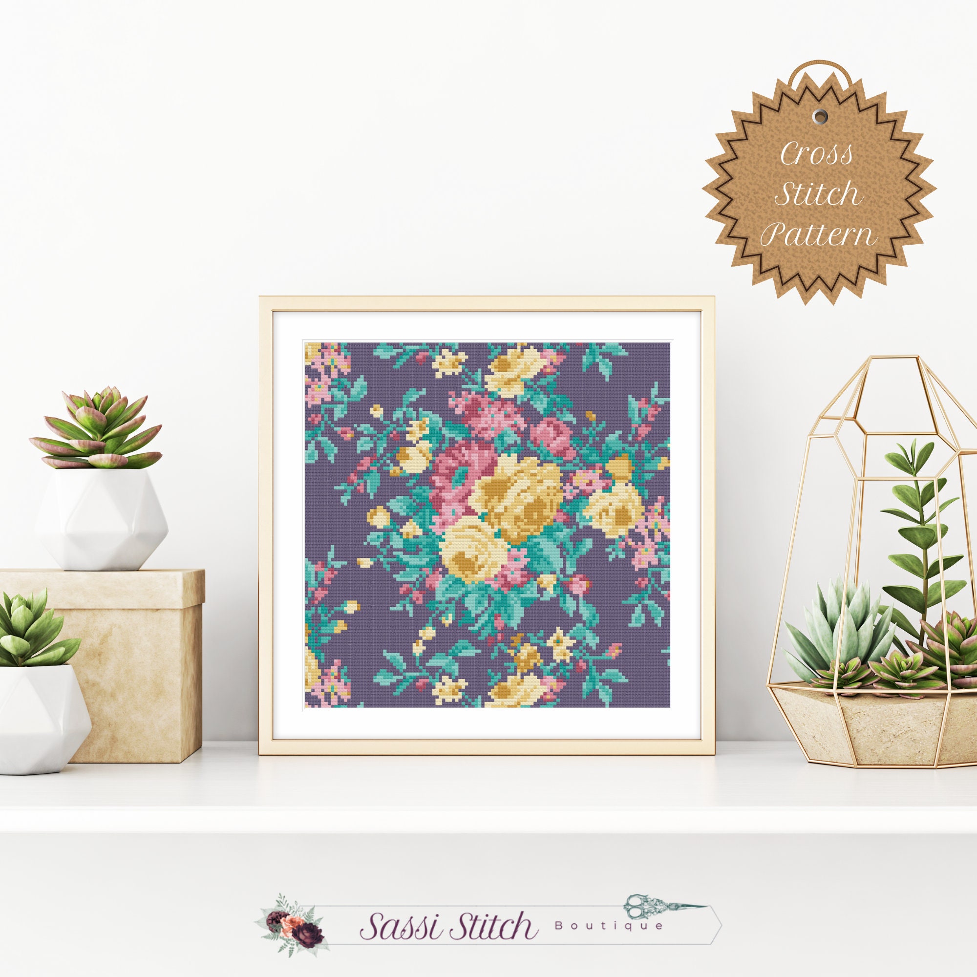 PDF Pattern: Purple Floral Counted Cross Stitch Pattern | Etsy