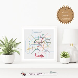 Counted Cross Stitch PDF Pattern: Paris Metro Map, Beginner, France ...