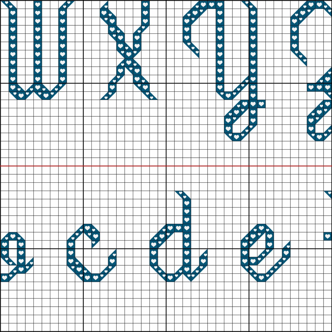 PDF Pattern: Cursive Cross Stitch Font Pattern Grand Hotel - Etsy