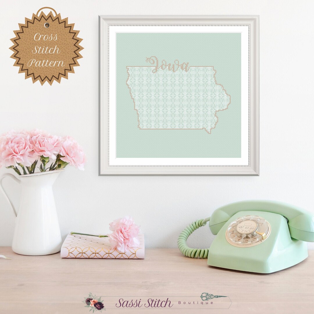 PDF Cross Stitch Pattern: Iowa Blackwork Pattern, State Pride, Advanced ...