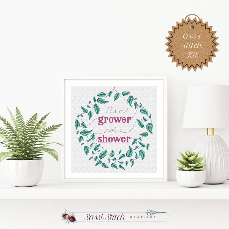 Counted Cross Stitch Kit: It's a Grower Not a Shower - Etsy