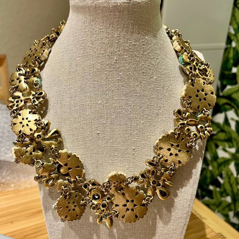 Vintage J. Crew Floral Statement Necklace - Etsy