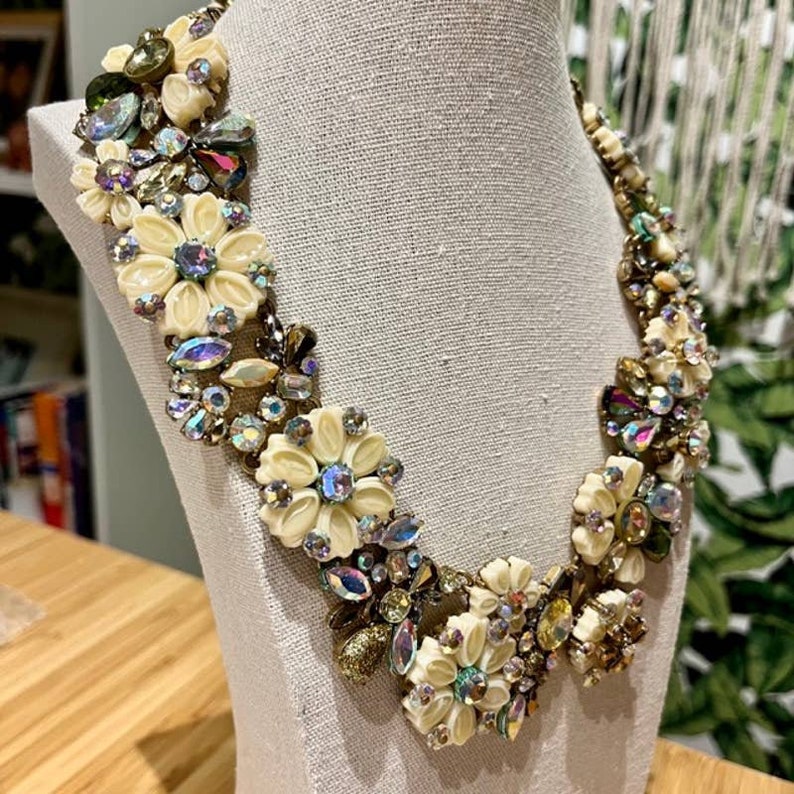 Vintage J. Crew Floral Statement Necklace - Etsy
