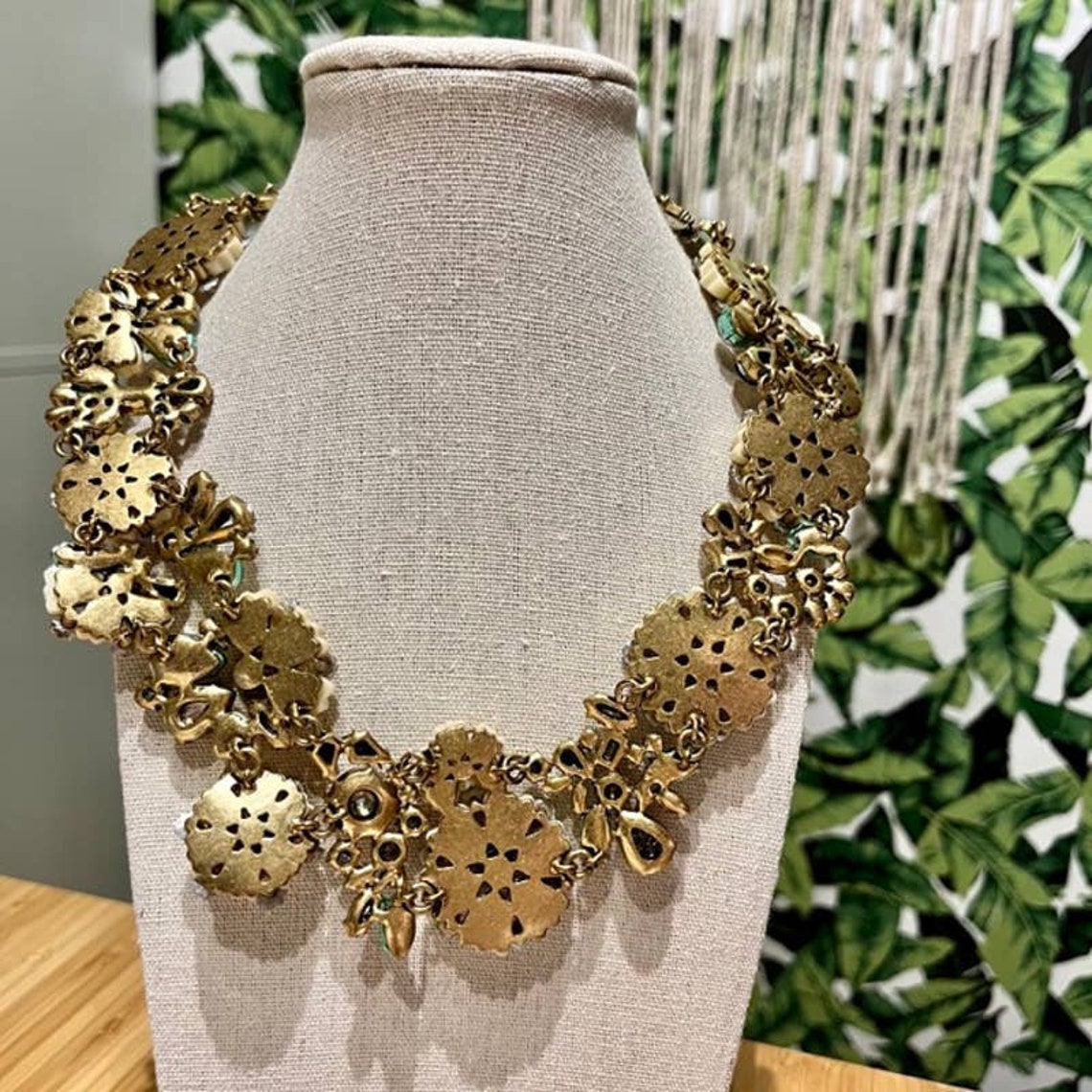 Vintage J. Crew Floral Statement Necklace - Etsy