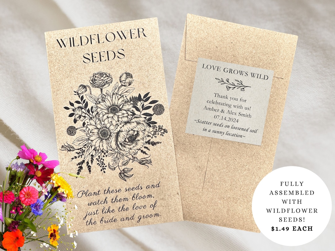 Wildflower Seed Wedding Favors Bridal Shower Seed Packets SEEDS ...