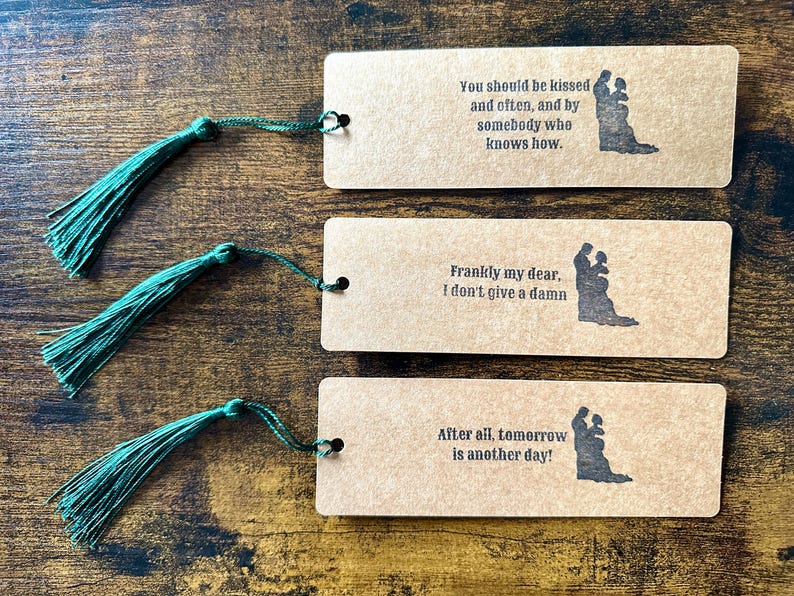 Gone With the Wind Bookmarks: Choice of 3 Handmade Bookmarks Kraft ...