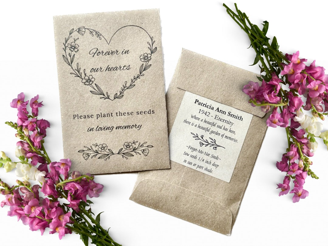 Memorial Forget Me Not Seed Packet Favors Forever in Our Hearts Funeral ...