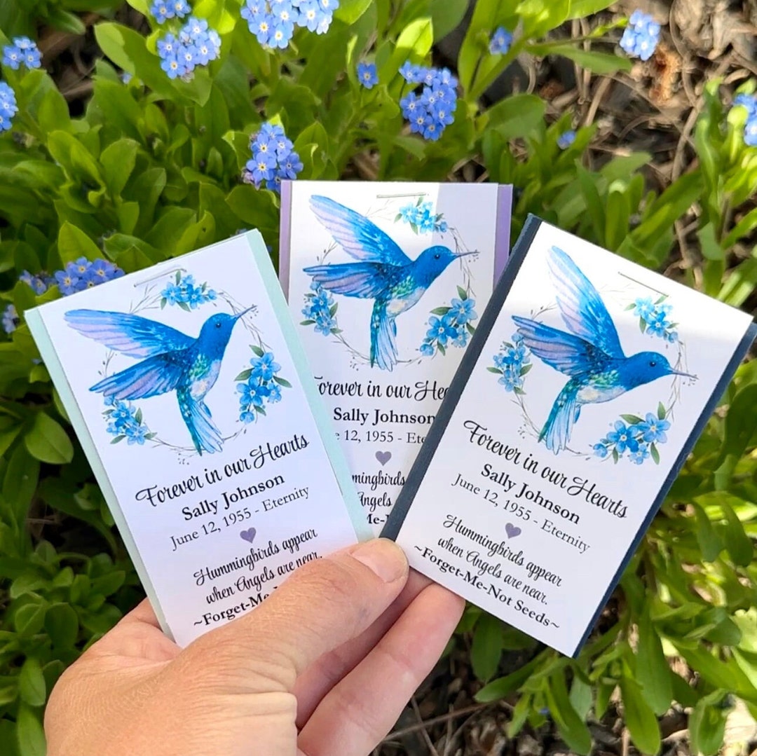 Hummingbird Memorial Forget Me Not Seed Packets Funeral Favors ...