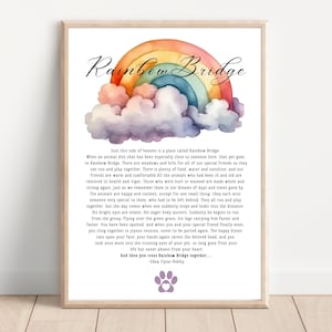 Rainbow Bridge Pet Memorial Poem Art Print (digital Download) - Etsy