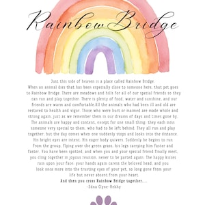 Rainbow Bridge Pet Memorial Poem Art Print: Dog Remembrance Gift ...