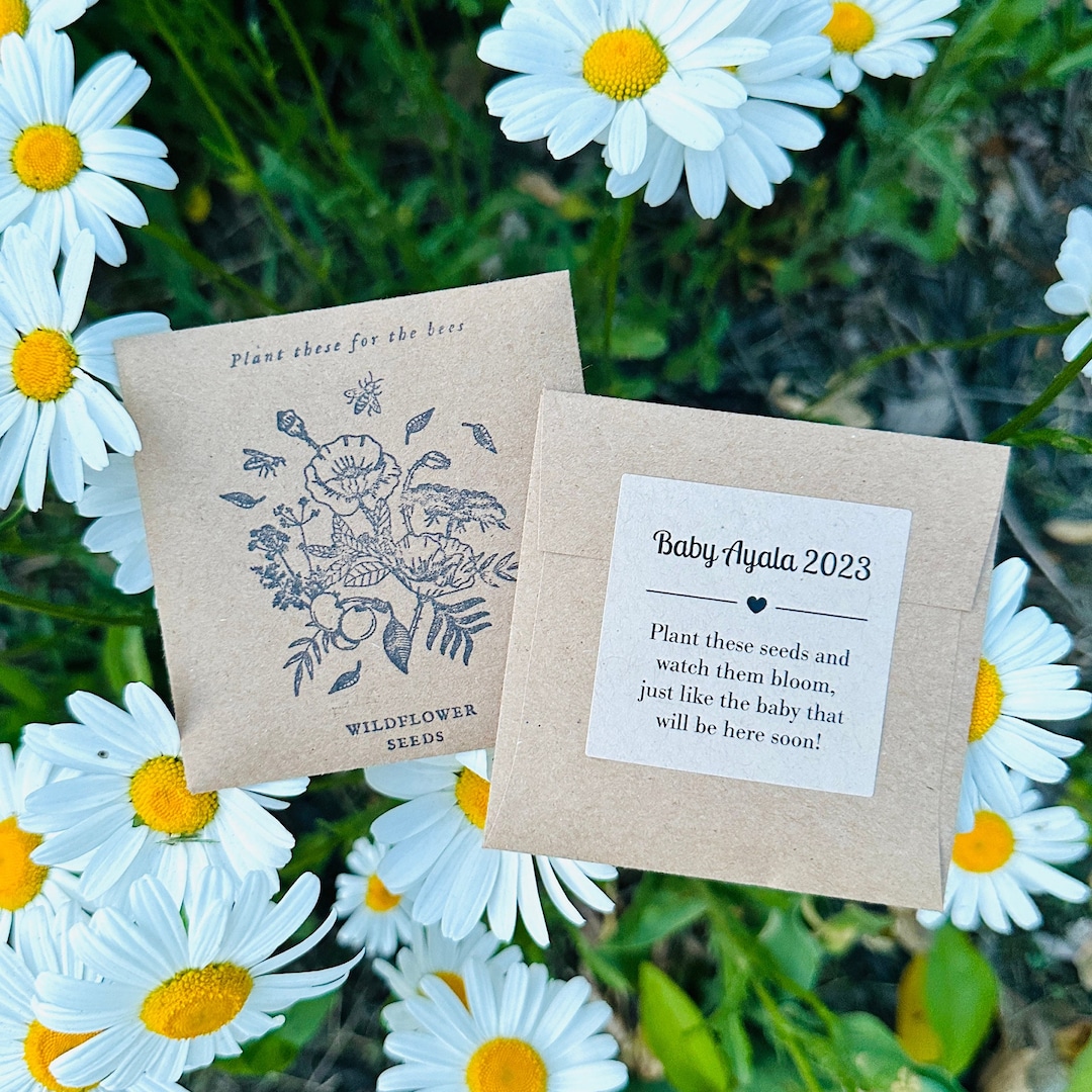 Wildflower Seed Packets SEEDS INCLUDED Custom Favors, Baby in Bloom ...