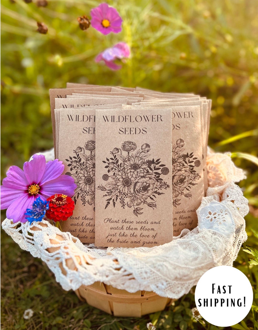 Wildflower Seed Wedding Favors: Kraft Brown Packets, Let Love Grow - Etsy