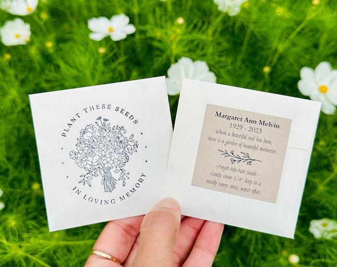 Forget Me Not Memorial Seed Packets Custom Funeral Favors Celebration ...