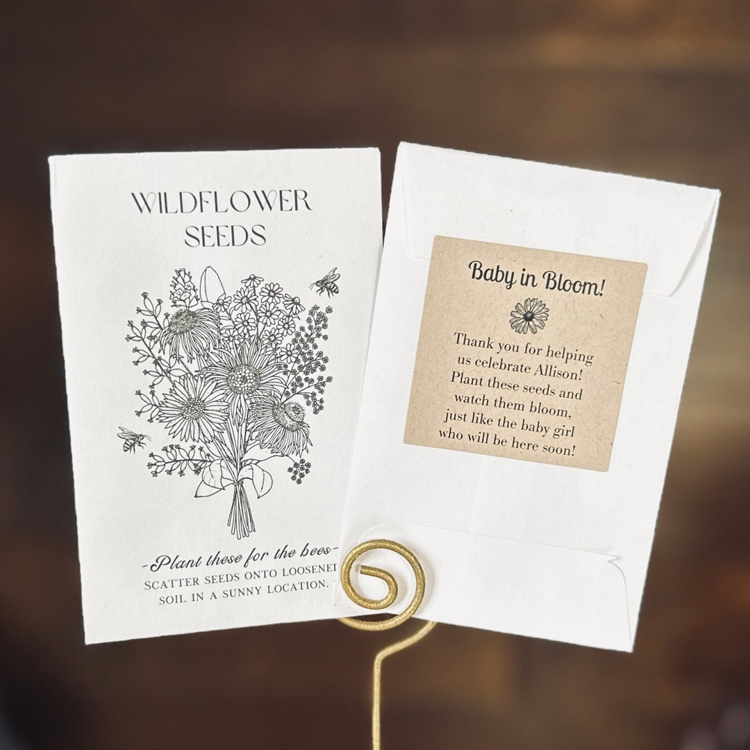 Wildflower Seed Packets Baby in Bloom SEEDS INCLUDED Custom Baby Shower ...