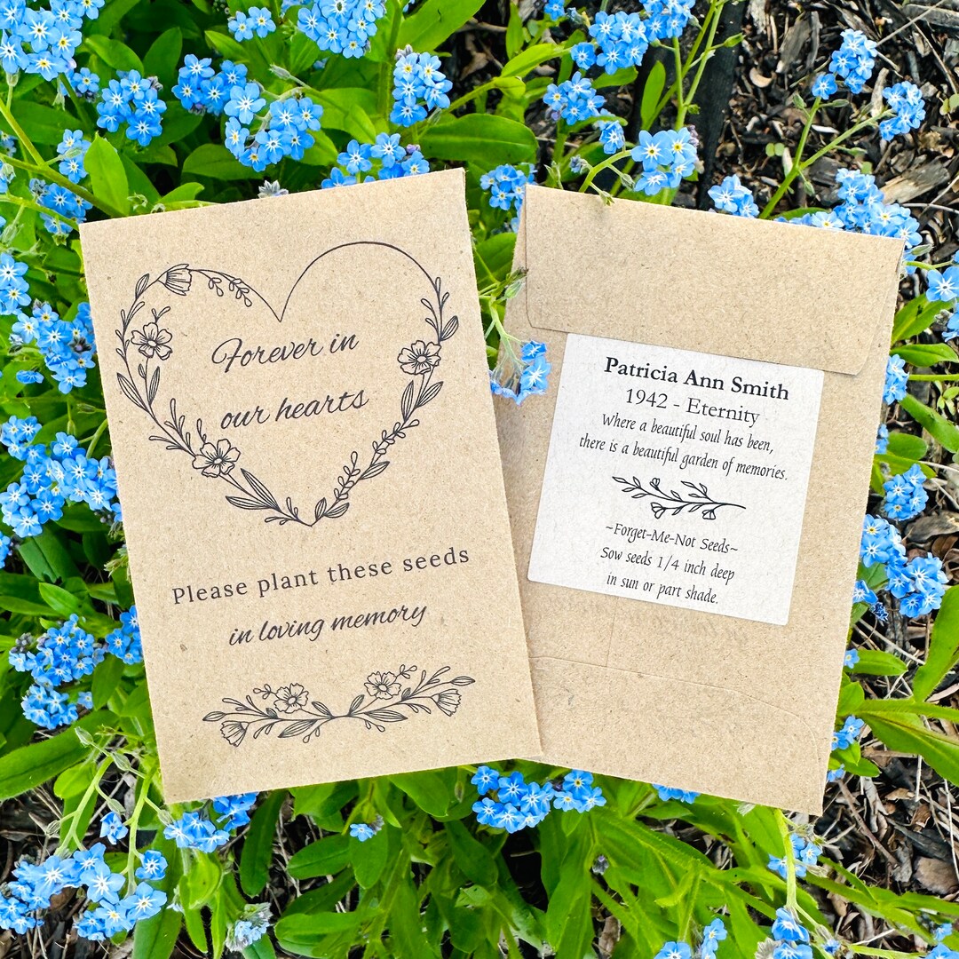 Memorial Forget Me Not Seed Packet Favors Forever in Our Hearts Funeral ...