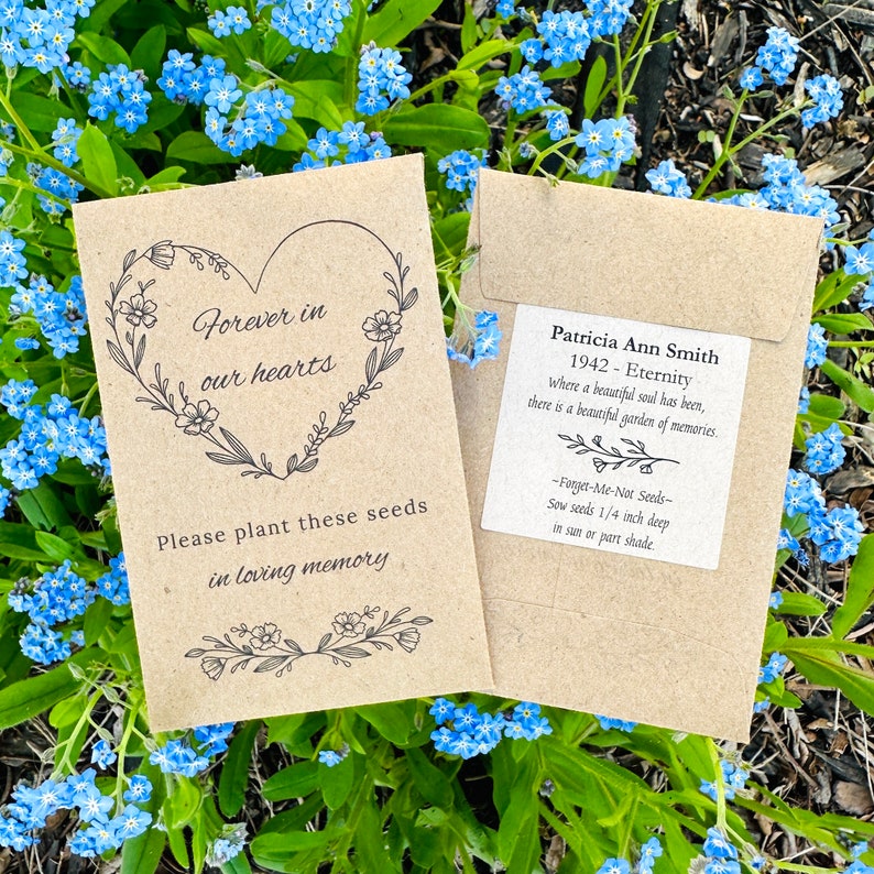 Memorial Forget-me-not Seed Packet Favors: Celebration of Life for ...