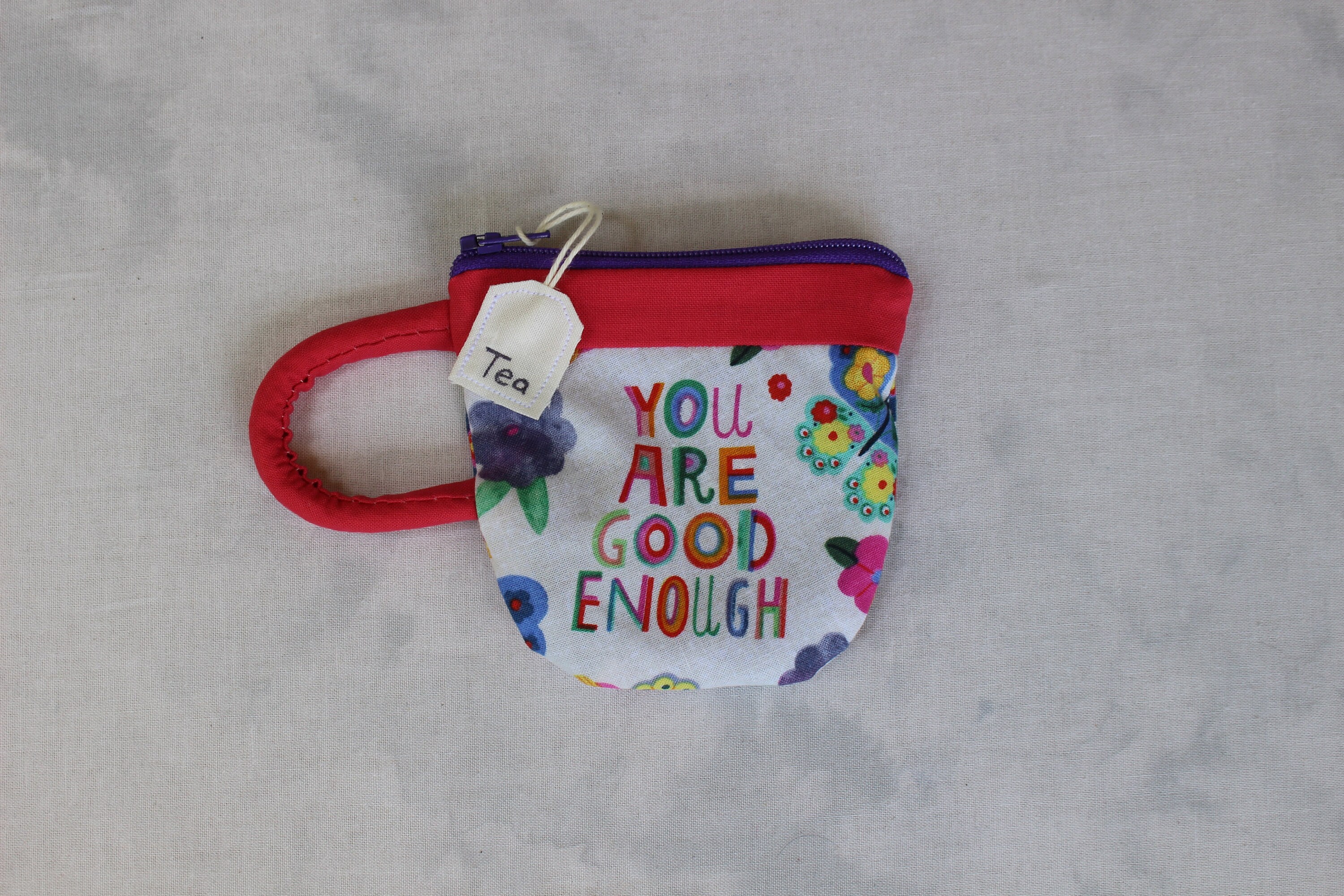 Teacup Pouch Motivational Sayings, Handmade Zipper Bag, Small Pouch ...