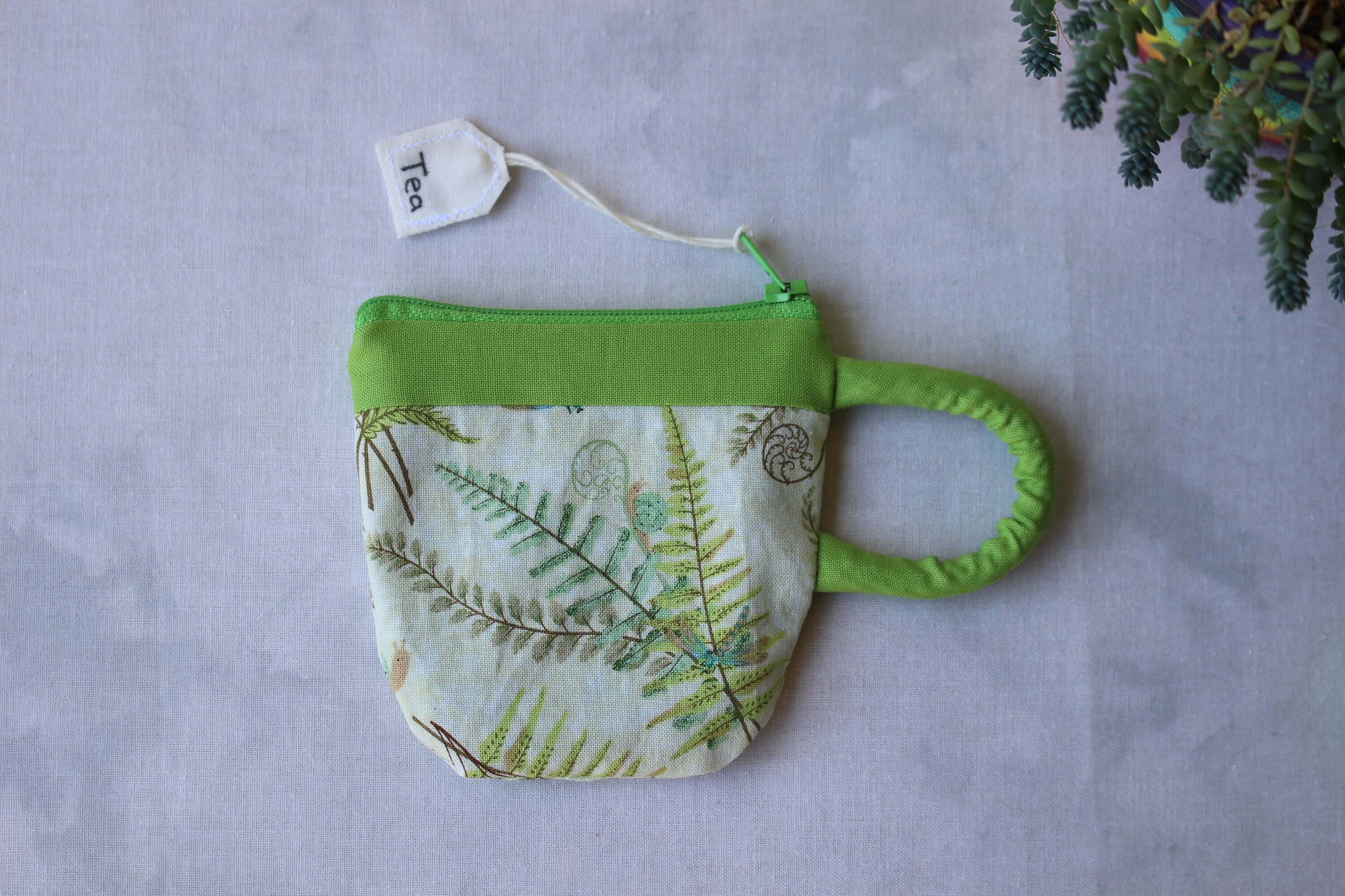 Teacup Pouch Fern Forest, Bugs Snails Plants Green, Zip Pouch, Coin ...