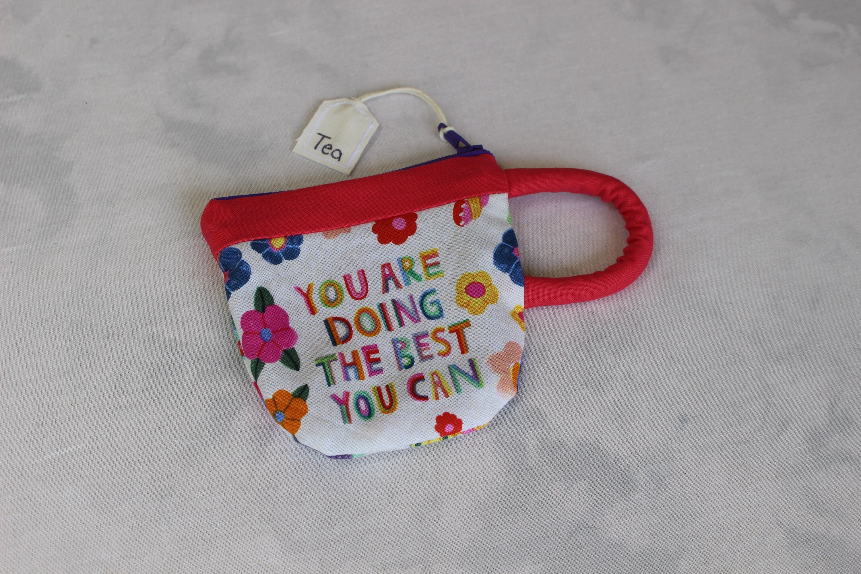 Teacup Pouch Motivational Sayings, Handmade Zipper Bag, Small Pouch ...