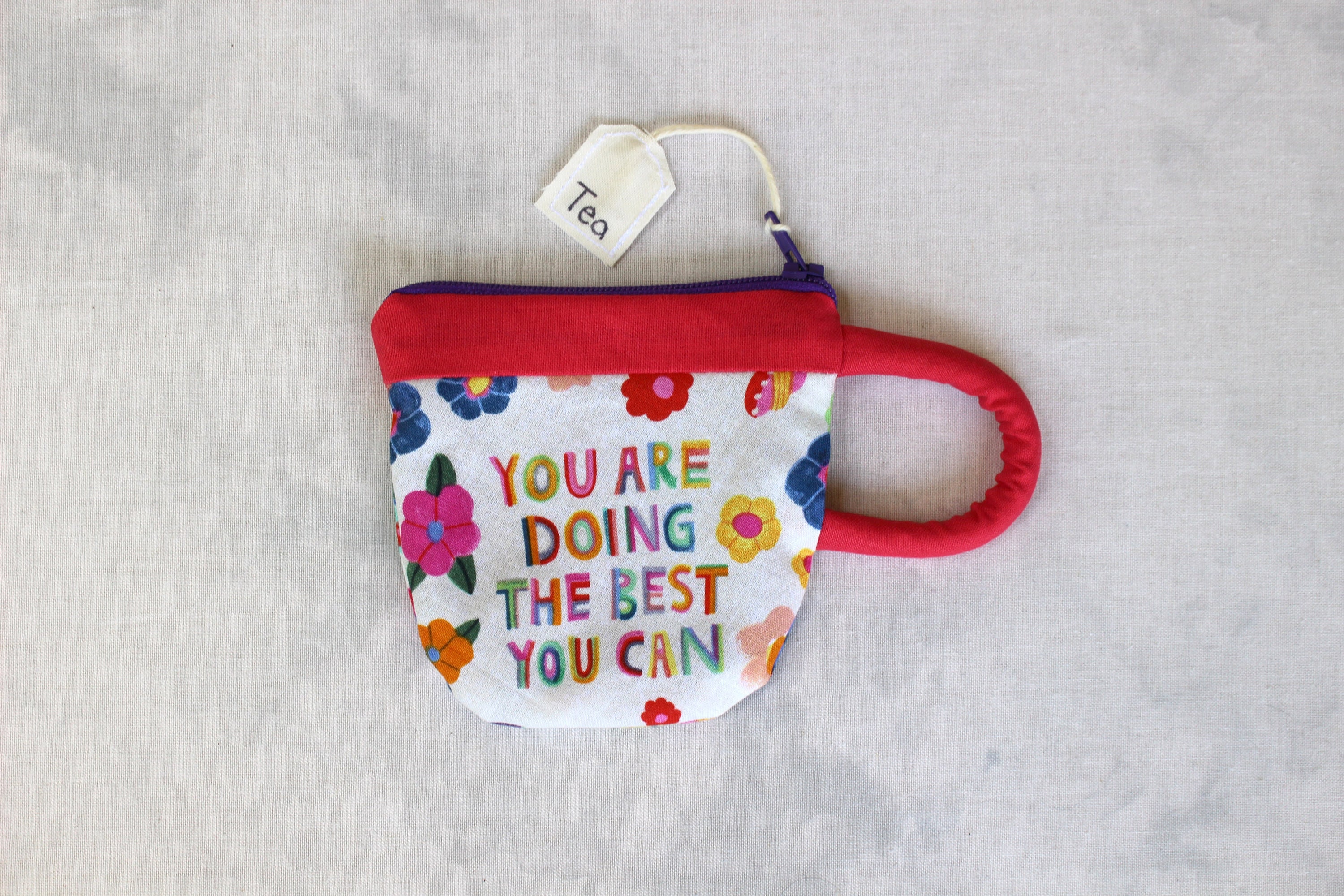 Teacup Pouch Motivational Sayings, Handmade Zipper Bag, Small Pouch ...