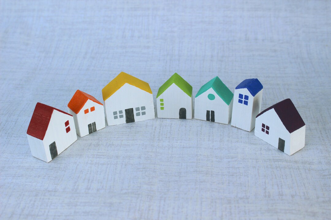 Rainbow Tiny Houses 7 Pieces, Mini Home Decor Gift, Handmade ...