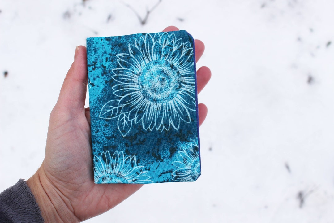 Mini Notebook Blue Sunflower, Composition Handmade Reusable Fabric ...